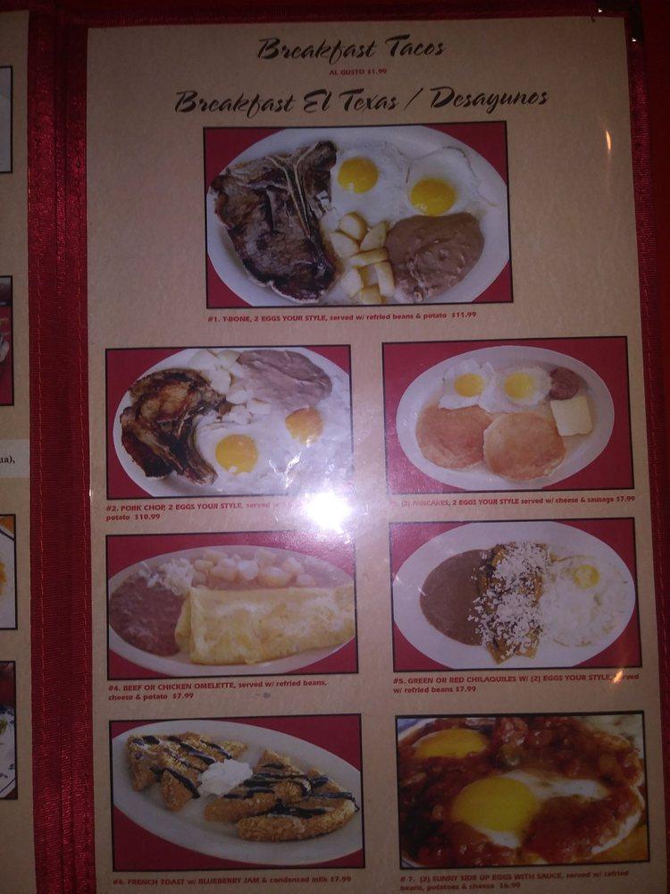 Carta de El TEJAS MEXICAN RESTAURANT, Haltom City