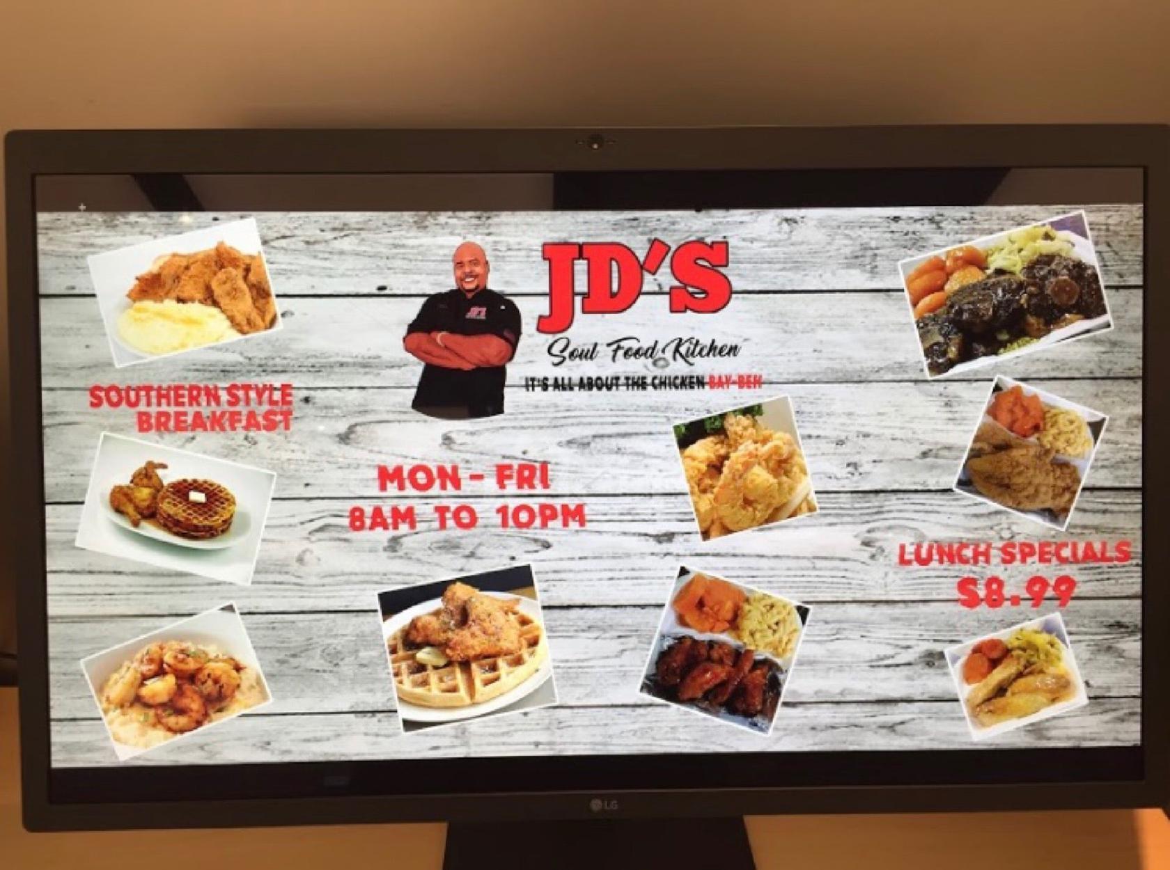 Menu at JD's Soul Food Kitchen restaurant, Philadelphia, Lancaster Ave