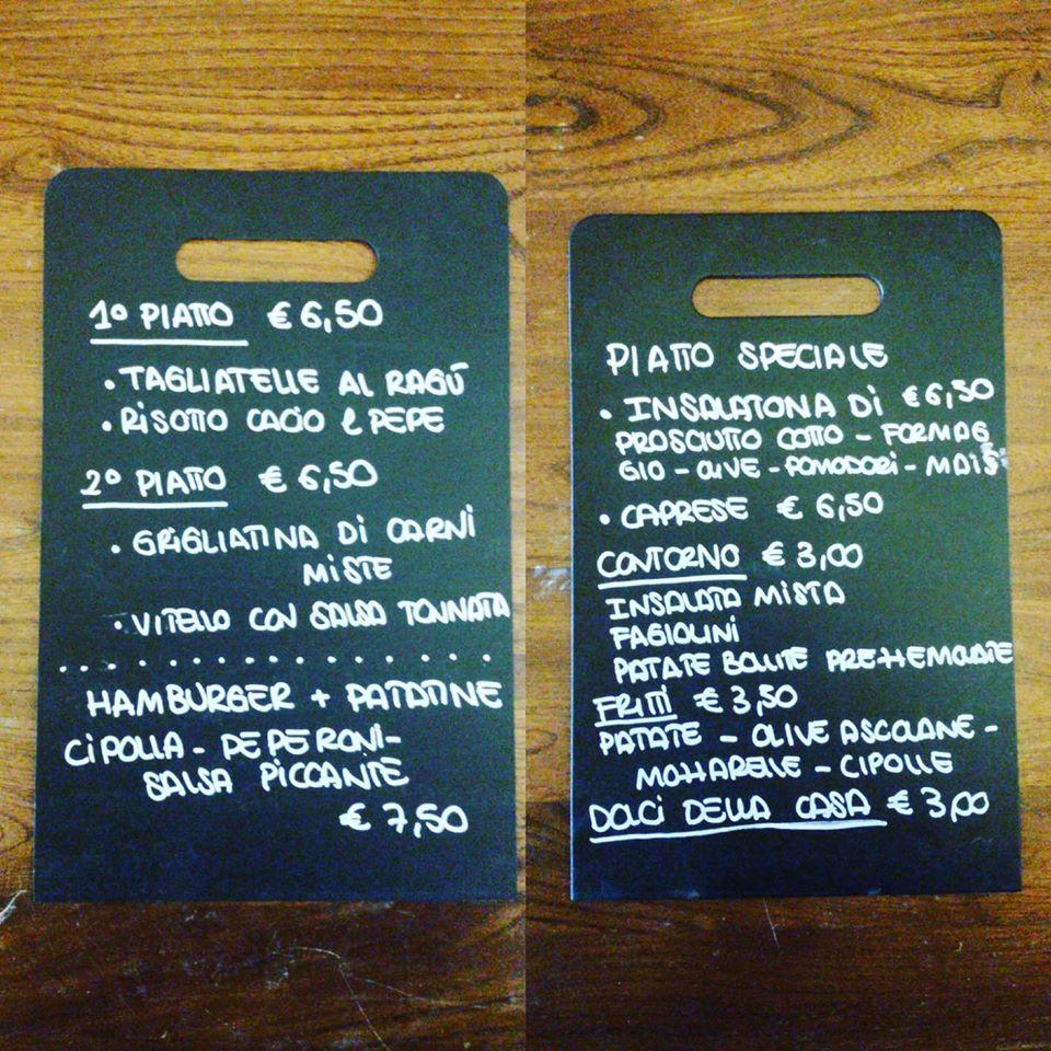 Menu da Notorious Pub, Perugia