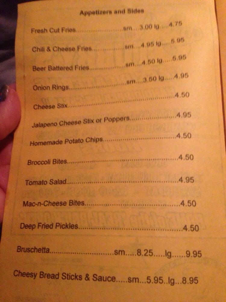 Menu at Tubby's Cafe, Clarksburg