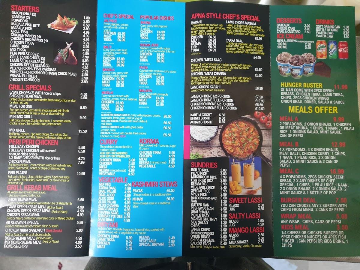 Menu at AK Kebabish restaurant, Rotherham