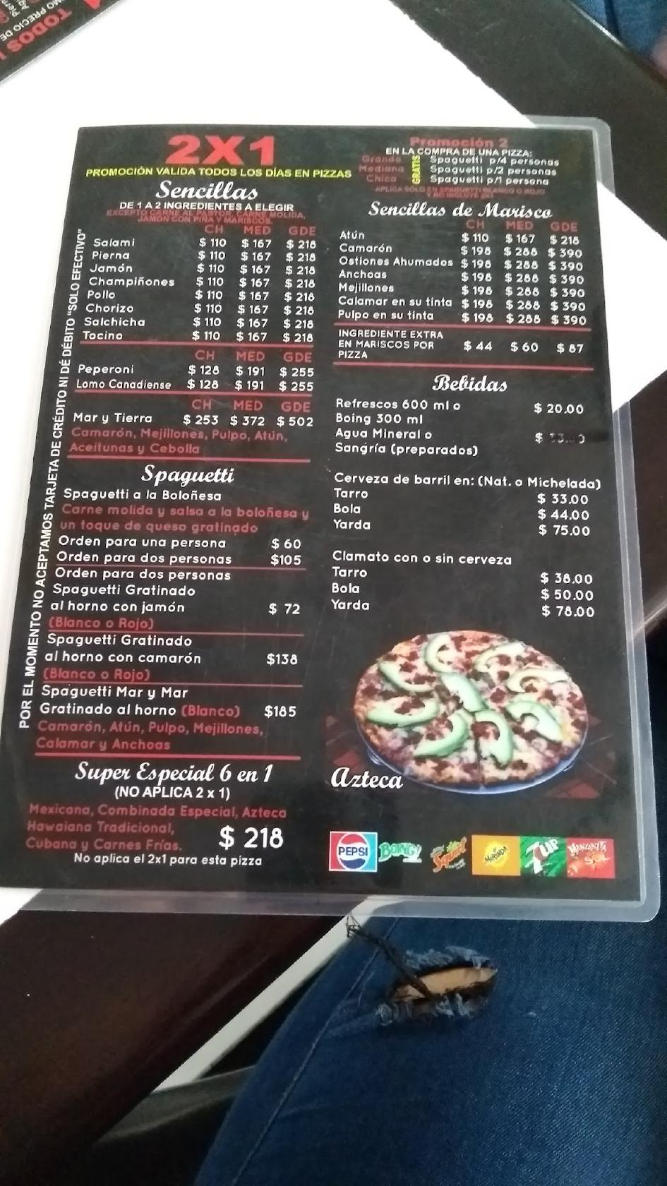 Carta del restaurante Charly Pizza, Chicoloapan del Juárez