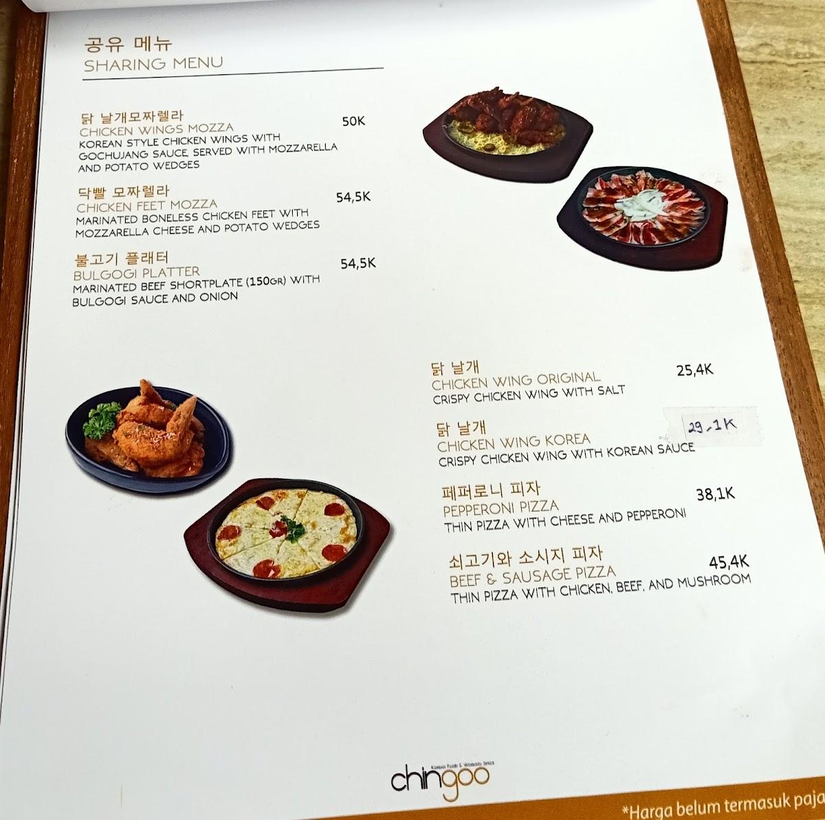 Carta del restaurante Chingoo Korean Food & Space, Malang