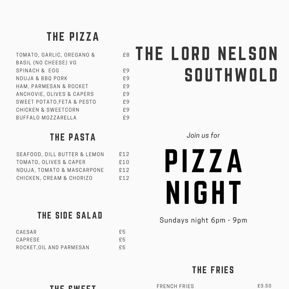 Menu at The Lord Nelson pub & bar, Southwold