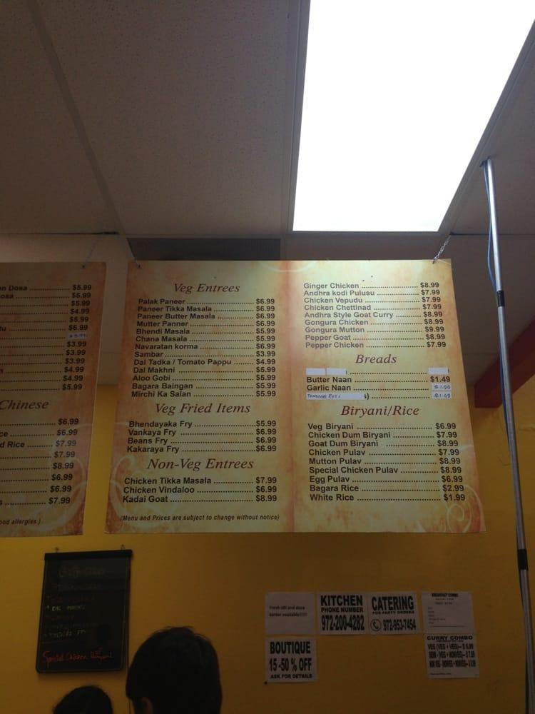 Menu at Swadeshi Plaza restaurant, Irving