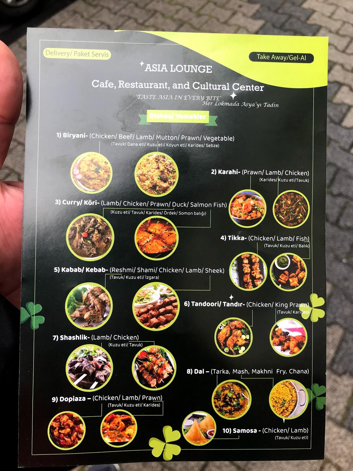Menu at Asia Lounge Cafe, Restaurant and Cultural Center, Istanbul
