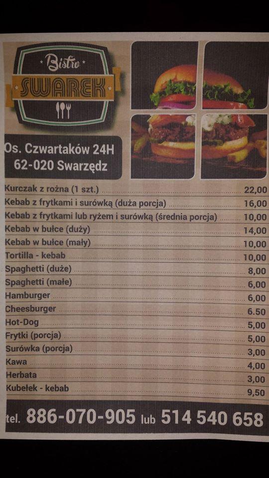 Menu at Bistro Swarek pub & bar, Swarzędz