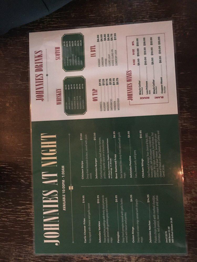 Menu at Johnnie Fox's Irish Snug pub & bar, Vancouver