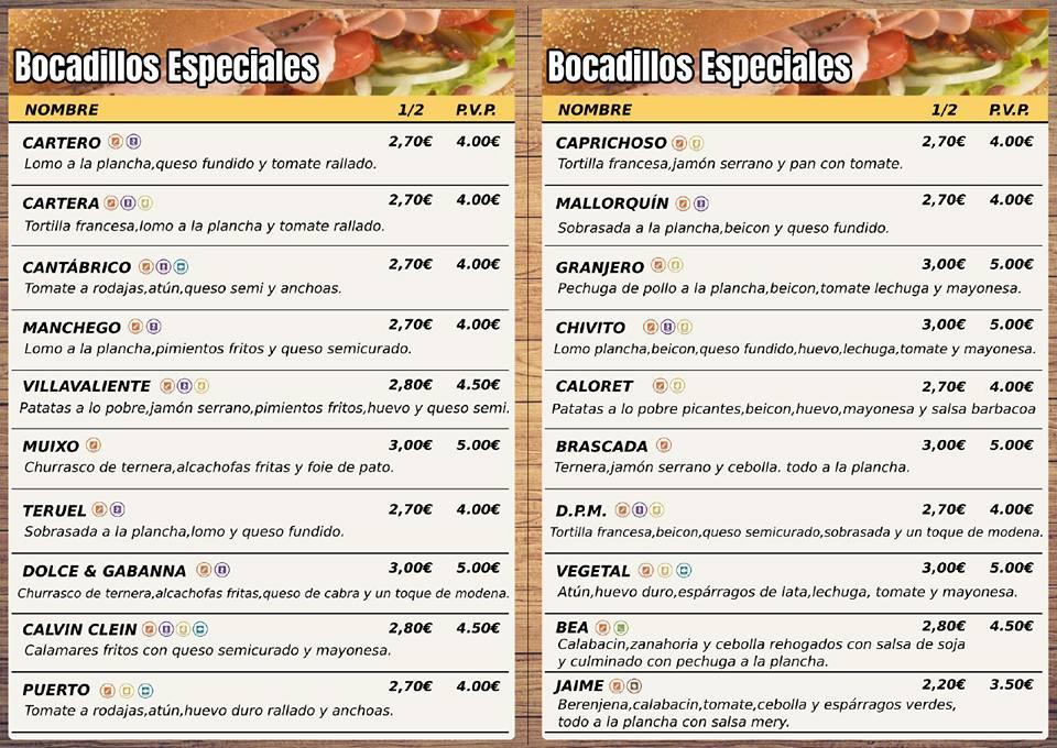 Menu at La roda restaurant, Valencia, Carrer de Bilbao