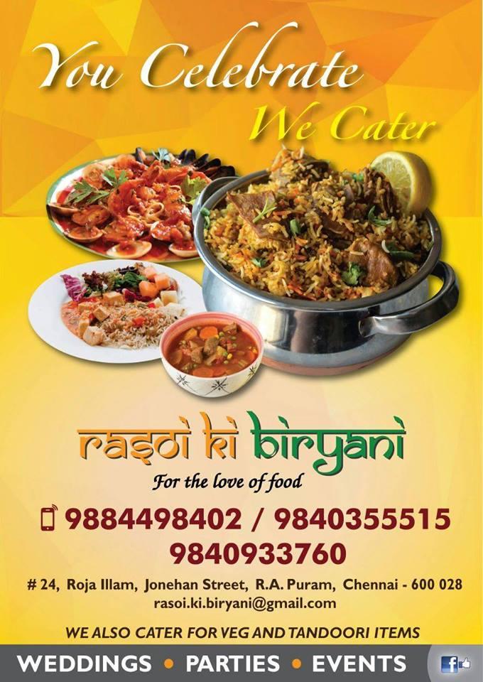 Menu at Rasoi ki Biryani, Chennai