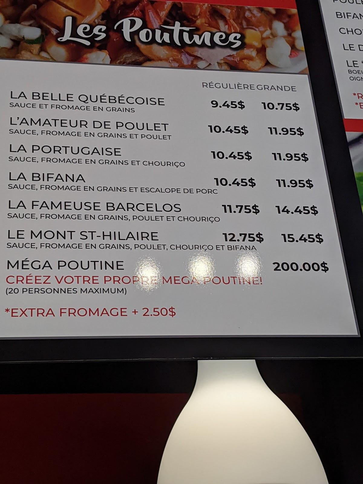 Menu au Restaurant Barcelos, Chambly