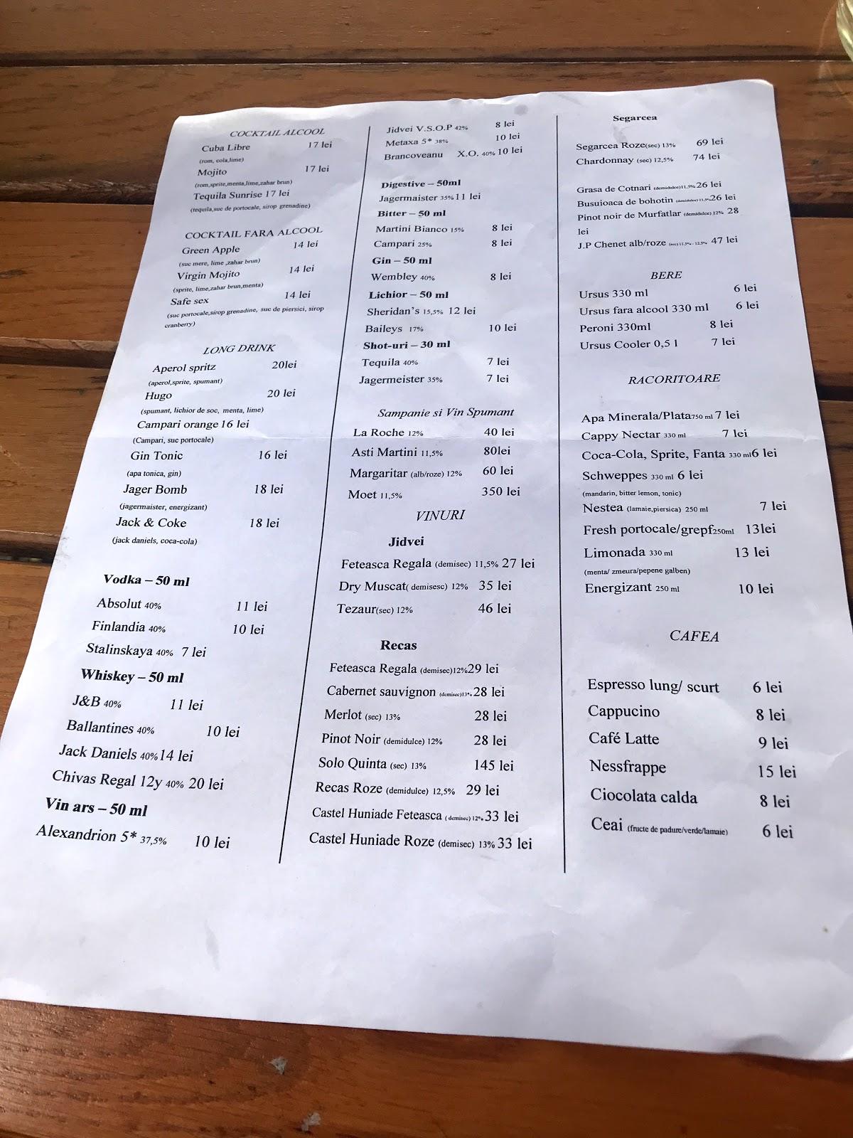 Menu at Restaurant Casa Don Pedro, Vânătorii Mici