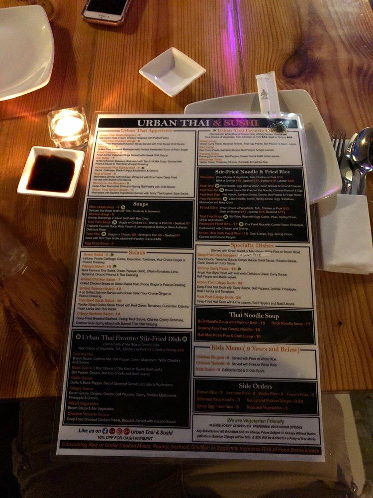 Menu at Urban Thai & Sushi restaurant, Hallandale Beach