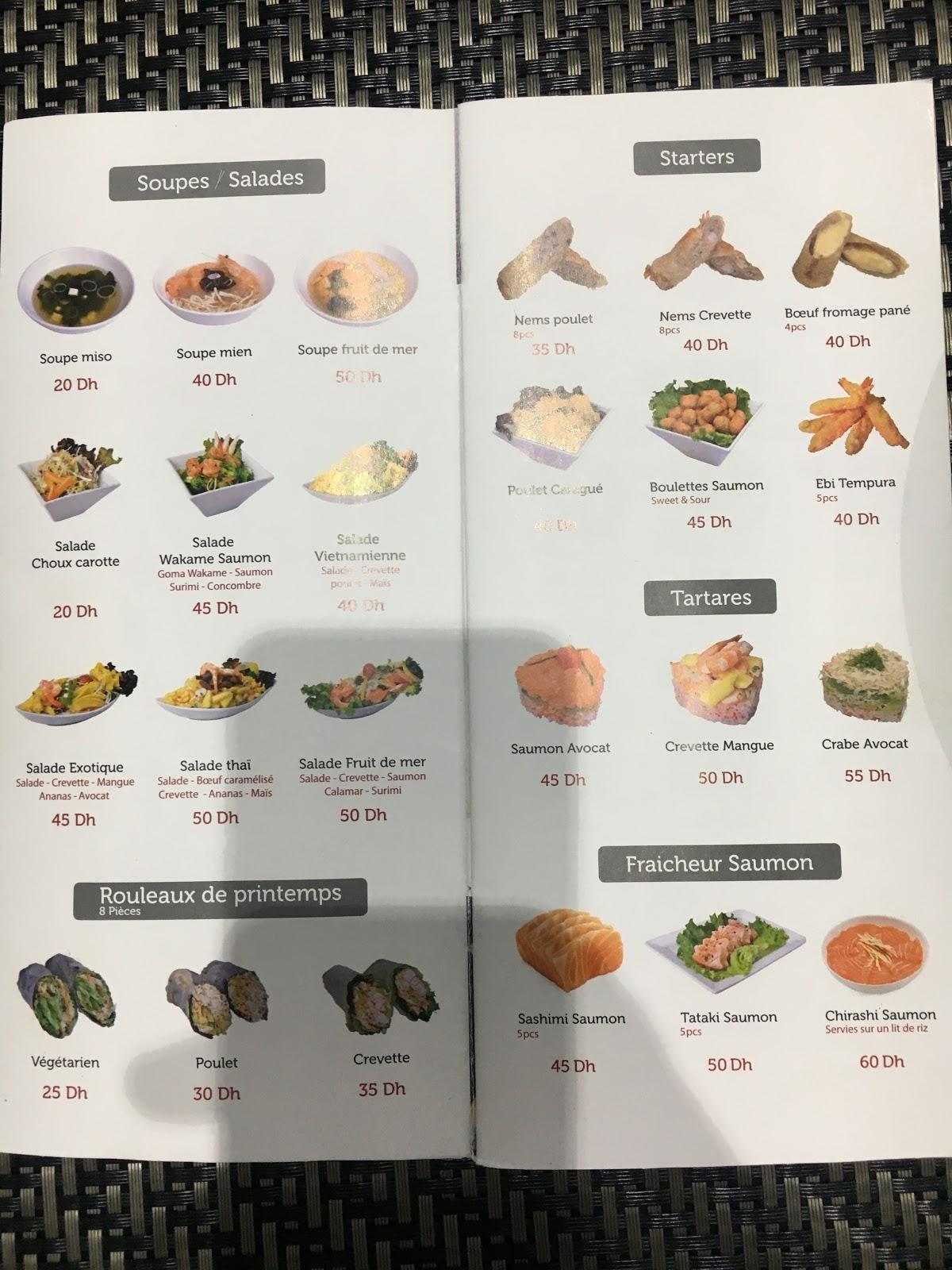 Menu au Yaki Sushi restaurant, El Jadida