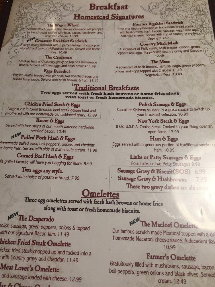 Menu at Homestead Restaurant & Bakery, Tacoma