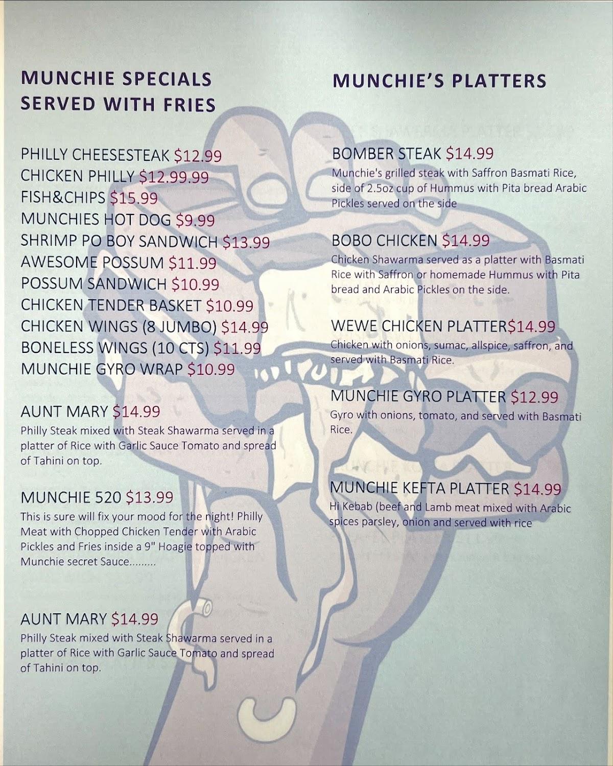 Menu at Munchie Machine restaurant, Cape Coral