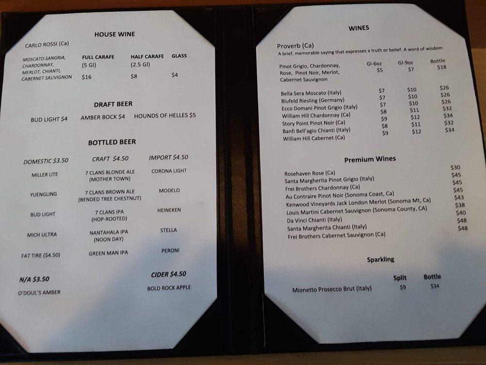 Menu at Neighborhood Grill restaurant, Murphy