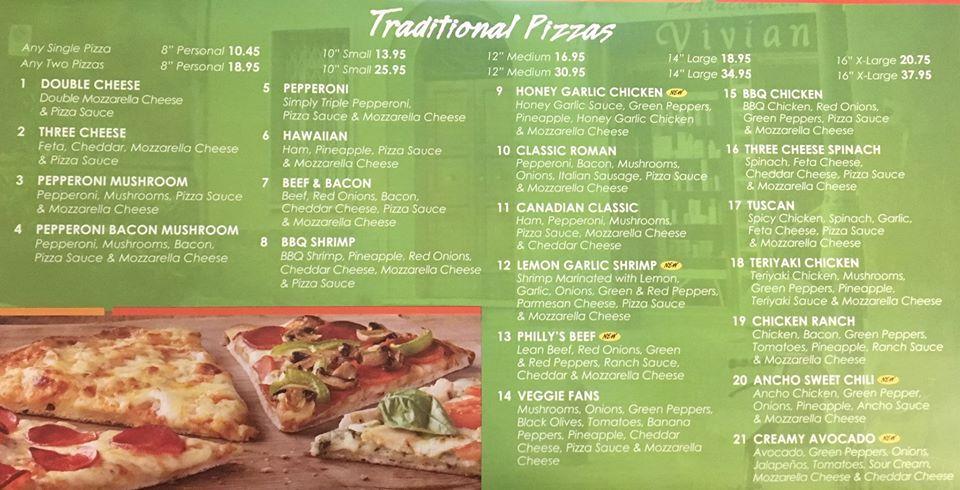 Menu at Red Swan Pizza restaurant, Prince Albert