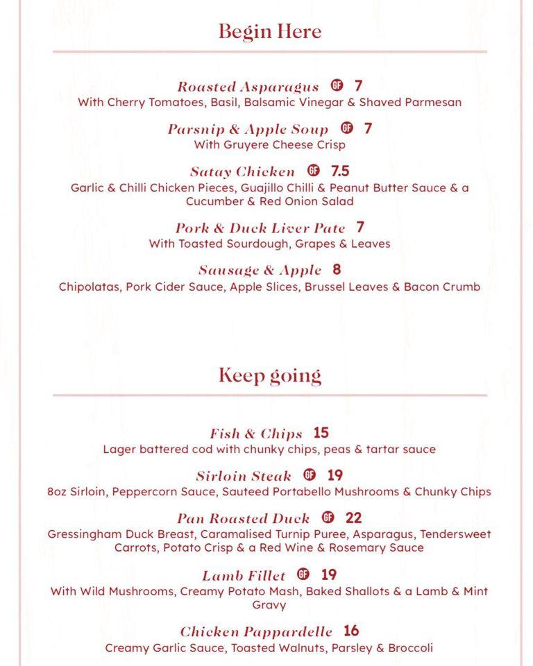 Menu at The Bull & Butcher pub & bar, Buckingham