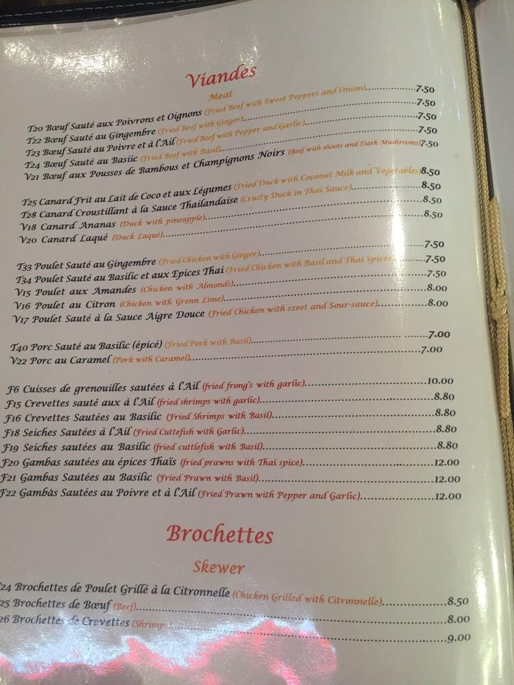 Menu at Restaurant Kim, Nantes