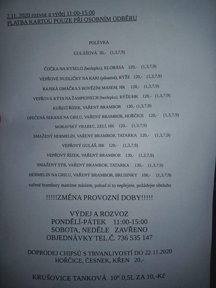 Menu at RKDM restaurant, Milovice, 3-Mladá