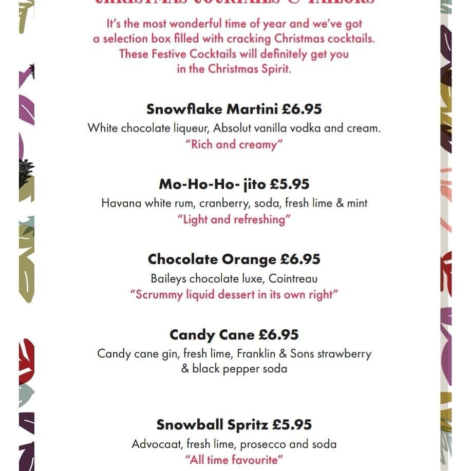 Menu at Tailors Bar and Lounge, Barrow-in-Furness