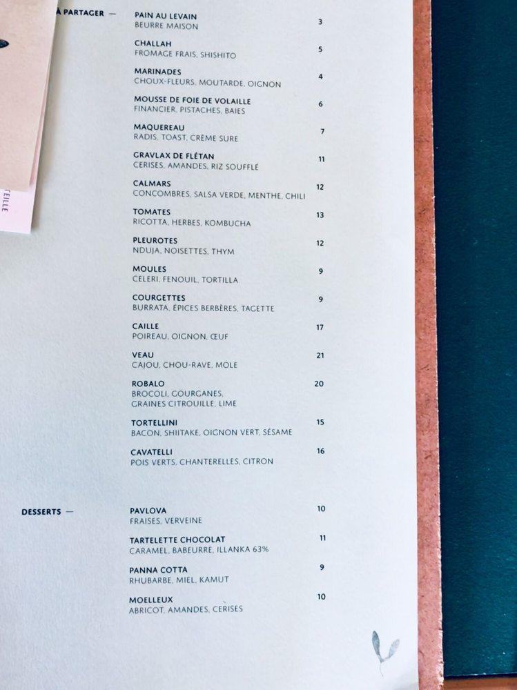 Menu at Restaurant Hélicoptère, Montreal