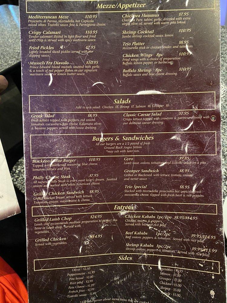 Menu at Trio Hookah Lounge pub & bar, Jacksonville