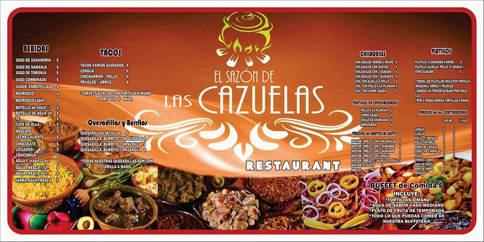 Menu at El Sazon De Las Cazuelas restaurant, Ocotlán