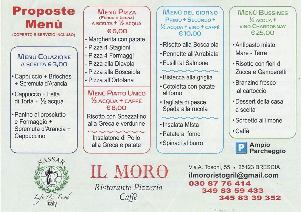 Menu da Il Moro ristorante pizzeria, Brescia