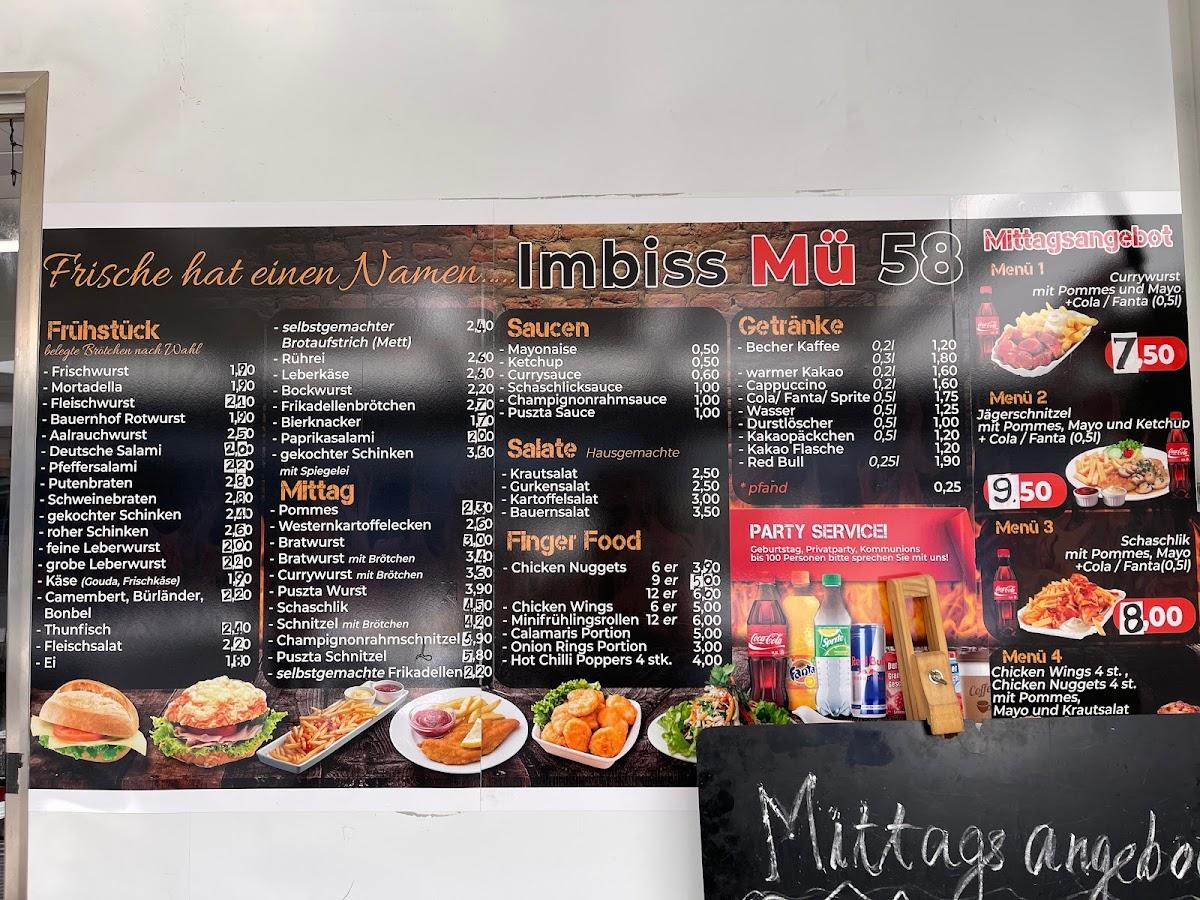 Menu at Imbiss MÜ 58 pub & bar, Essen