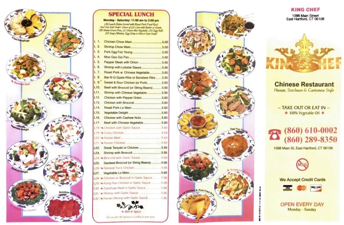 Carta de King's Chef Chinese Restaurant, East Hartford