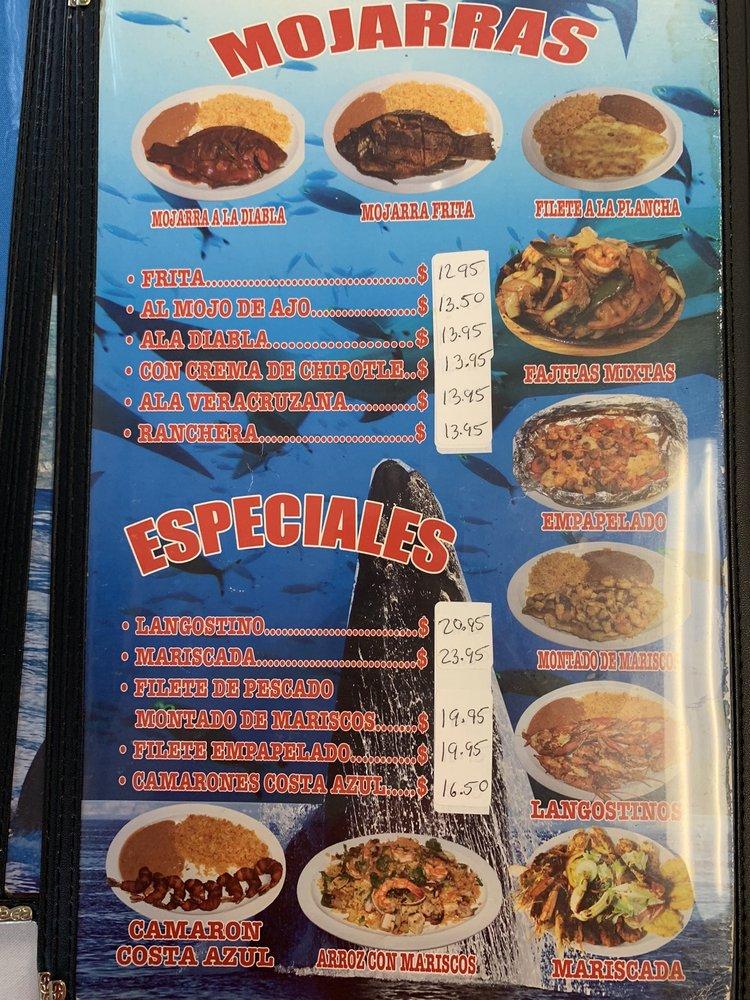 Menu at La Costa Mariscos restaurant, Inglewood