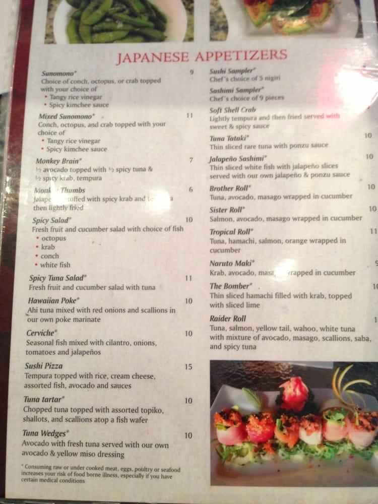 Menu at Pacific Rim restaurant, Merritt Island