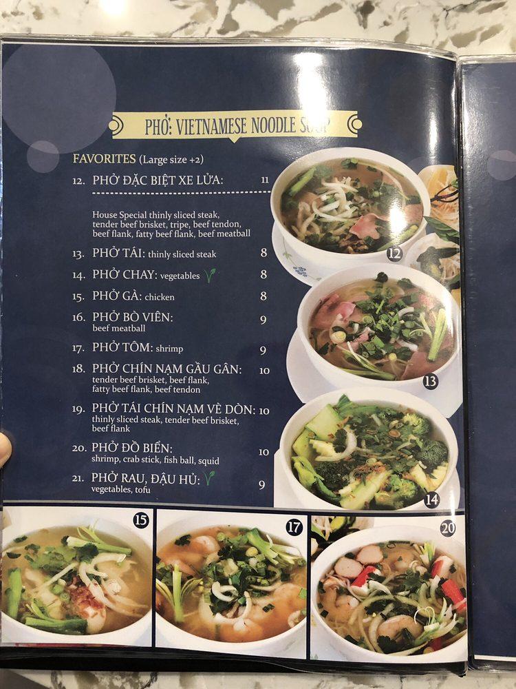 Menu at Pho 77 Rialto restaurant, Rialto