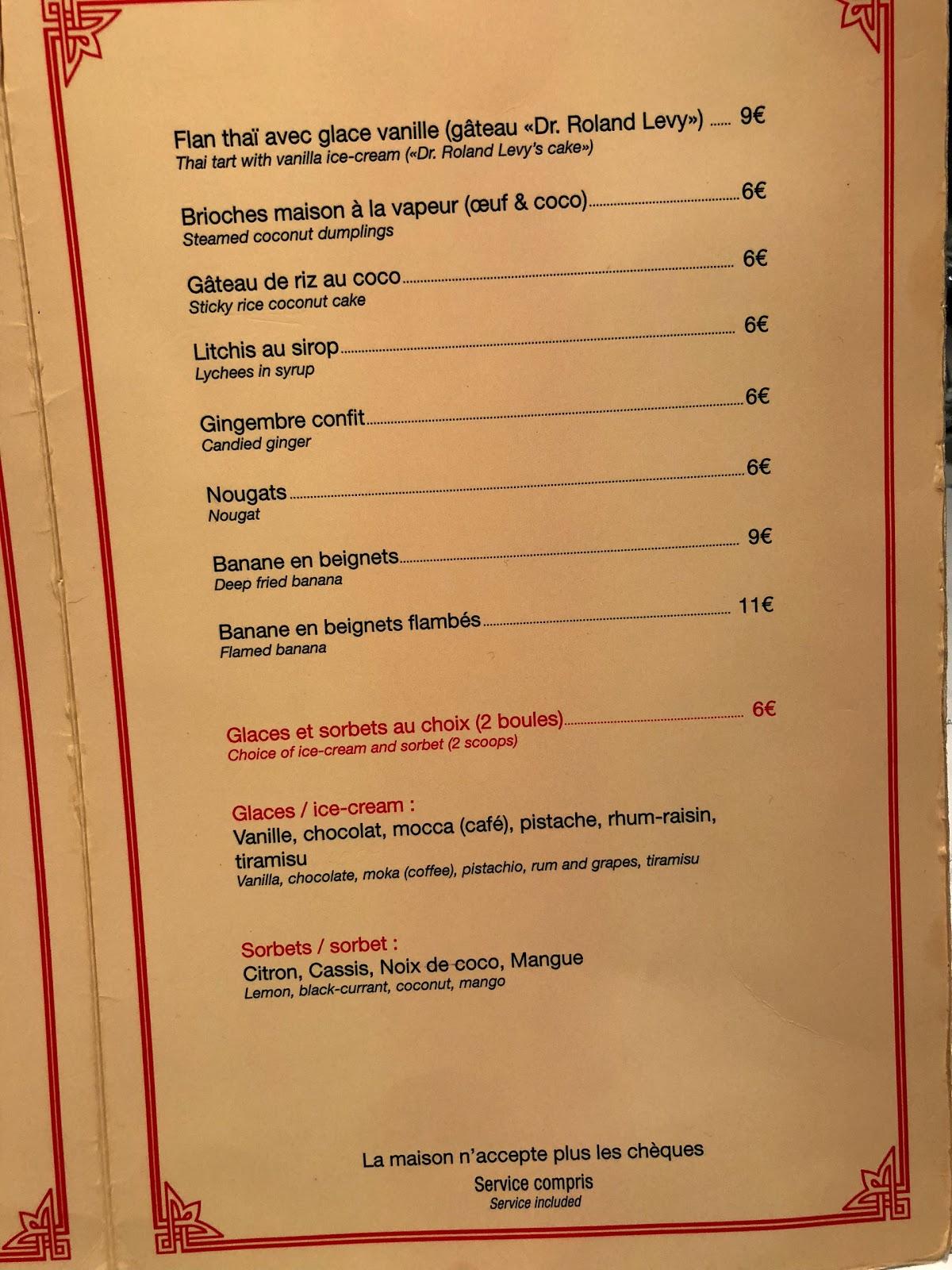 Menu at Restaurant DIEP, Paris
