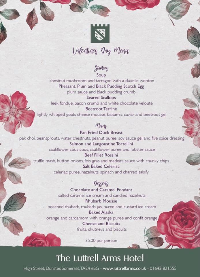 Menu at The Luttrell Arms Hotel pub & bar, Minehead