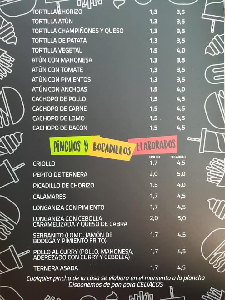 Carta del café Casa Generosa, Trasona