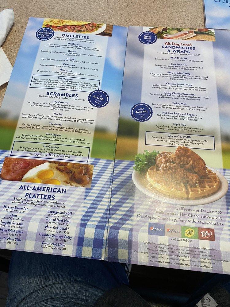 Menu at Country Waffles restaurant, Redding