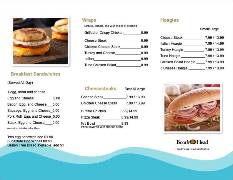 Carta de Dio's Cafe, Surf City
