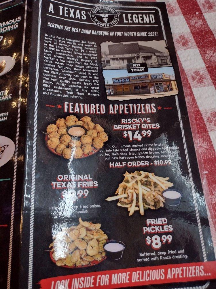 Menu at Riscky's BAR-B-Q, Fort Worth, 300 Main St