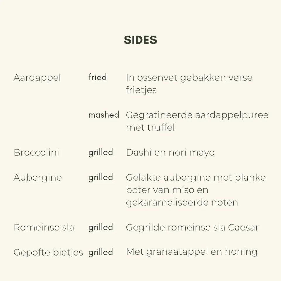 Menu at Sensi Concepts, Kalmthout