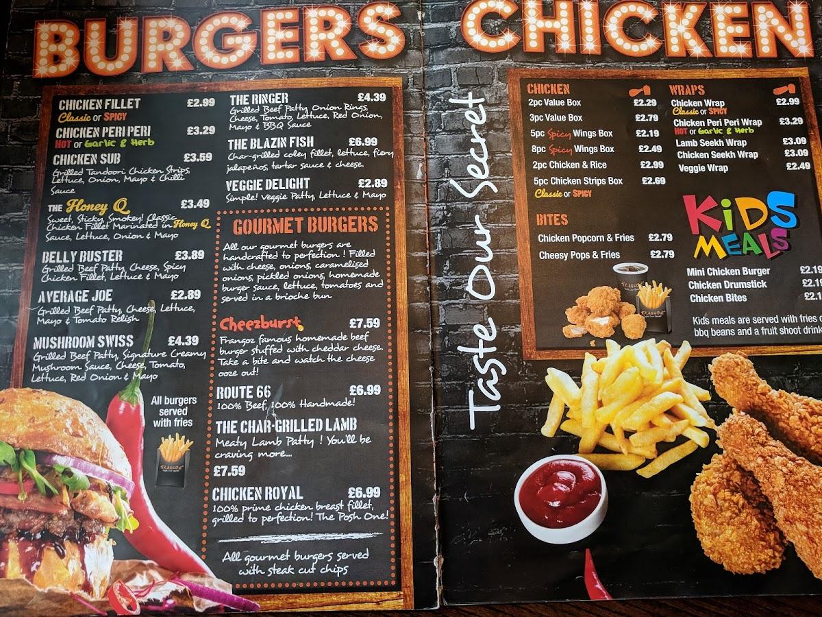 Menu at Frangoz restaurant, Bradford, 10 Legrams Ln