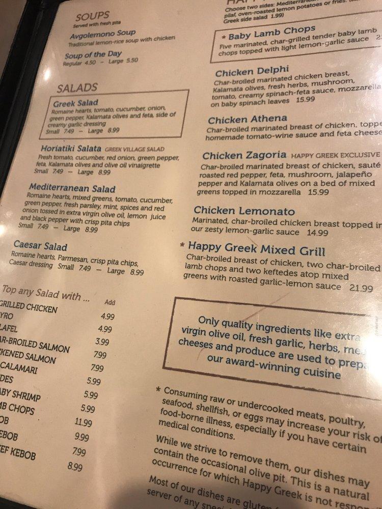 Menu at Happy Greek Restaurant and Pub, Columbus, 660 N High St