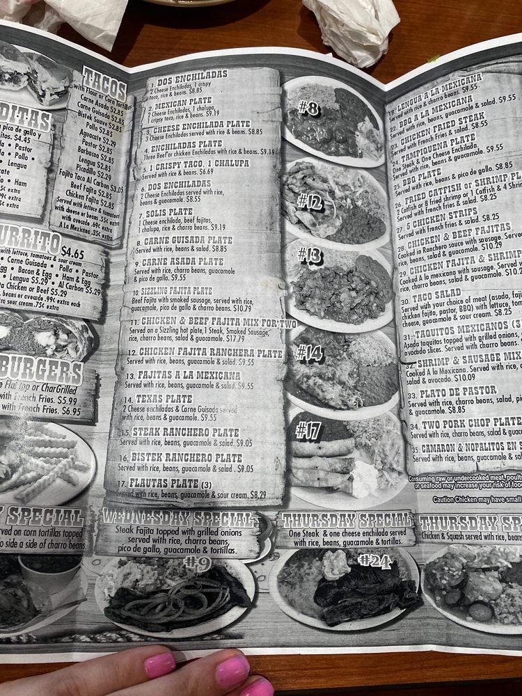 Menu at Hermanos Solis Restaurant #1, Corpus Christi, Baldwin Blvd
