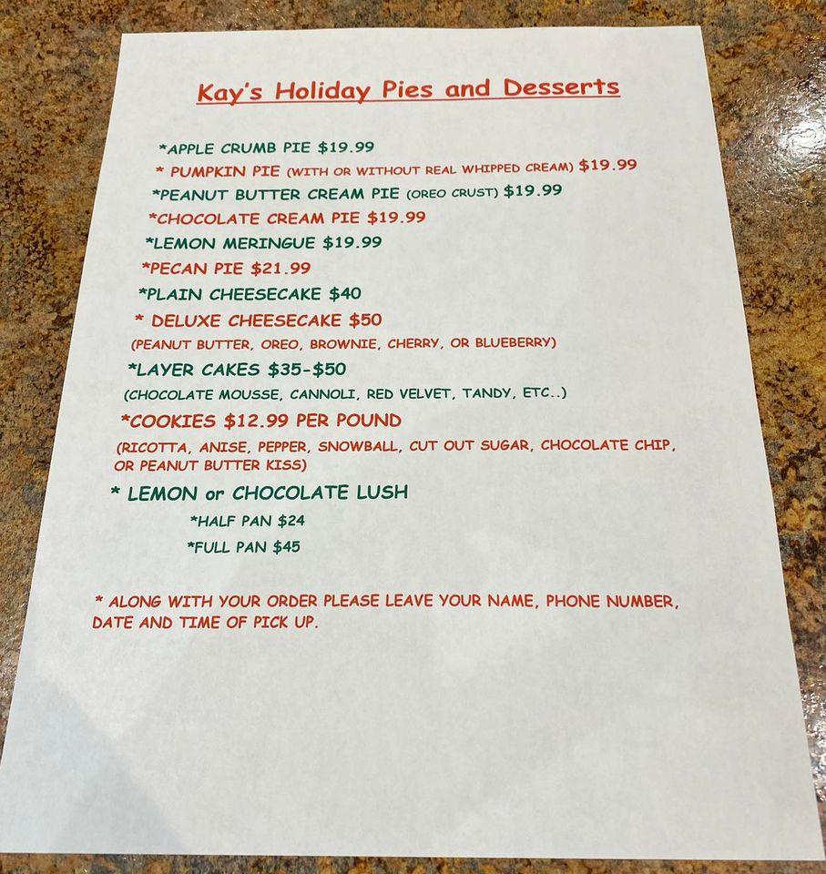 Menu at Kay's Italian Restaurant, Moscow, 400 PA-435