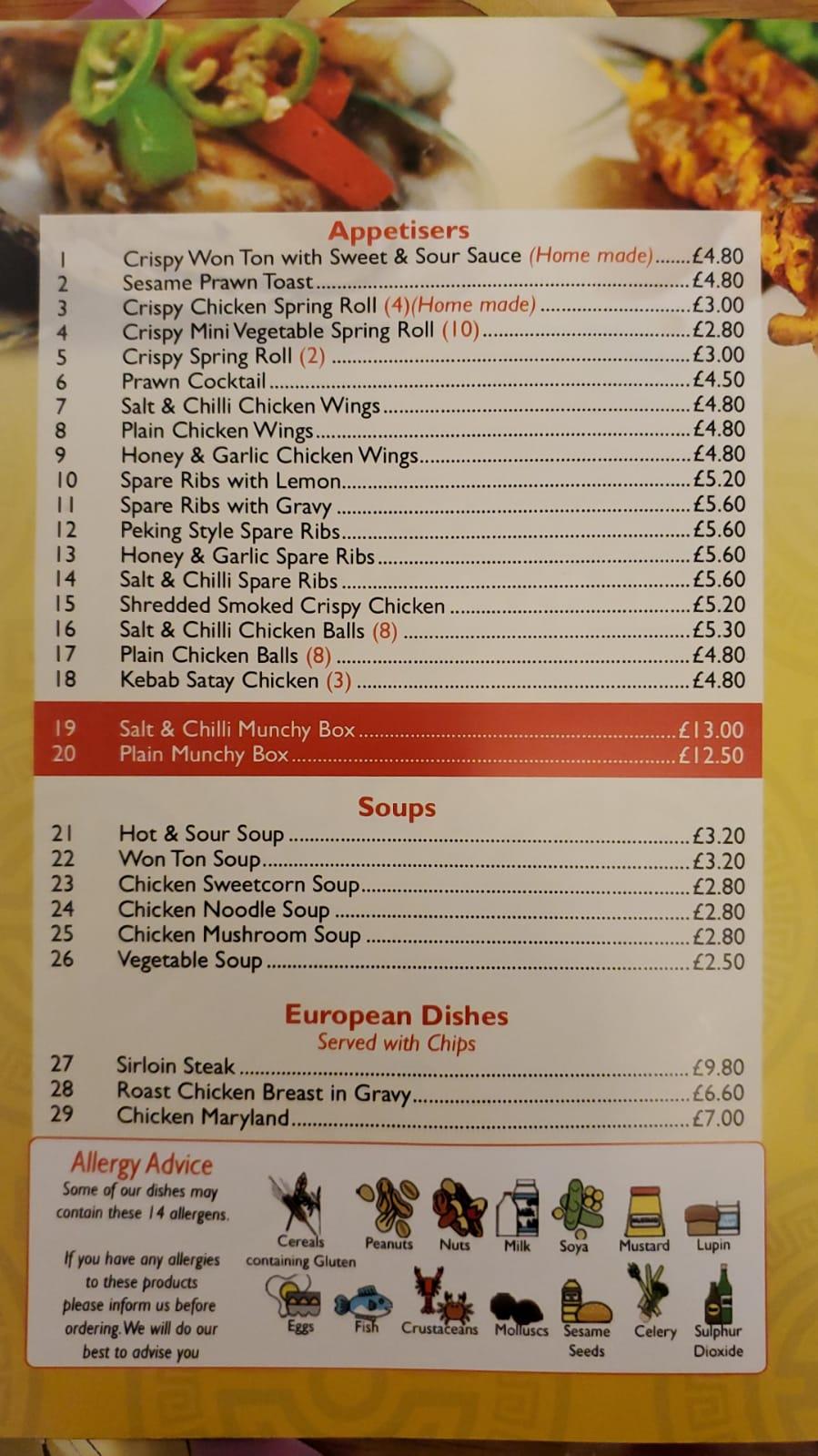 Menu at The new canton fast food, Irvine