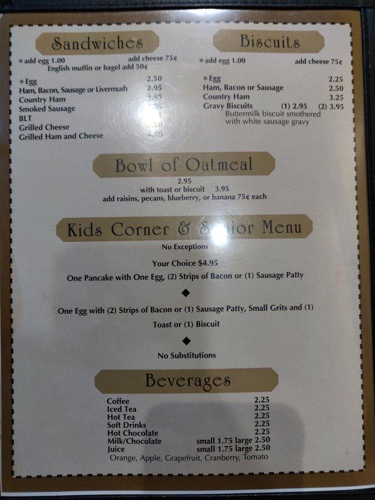 Menu at Tryon House Restaurant, Charlotte, 130 Eastway Dr