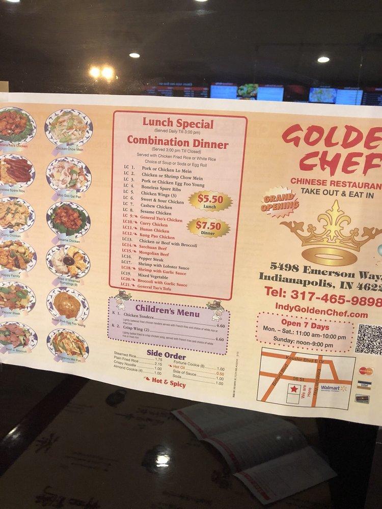 Menu at Golden Chef Chinese Restaurant, Indianapolis