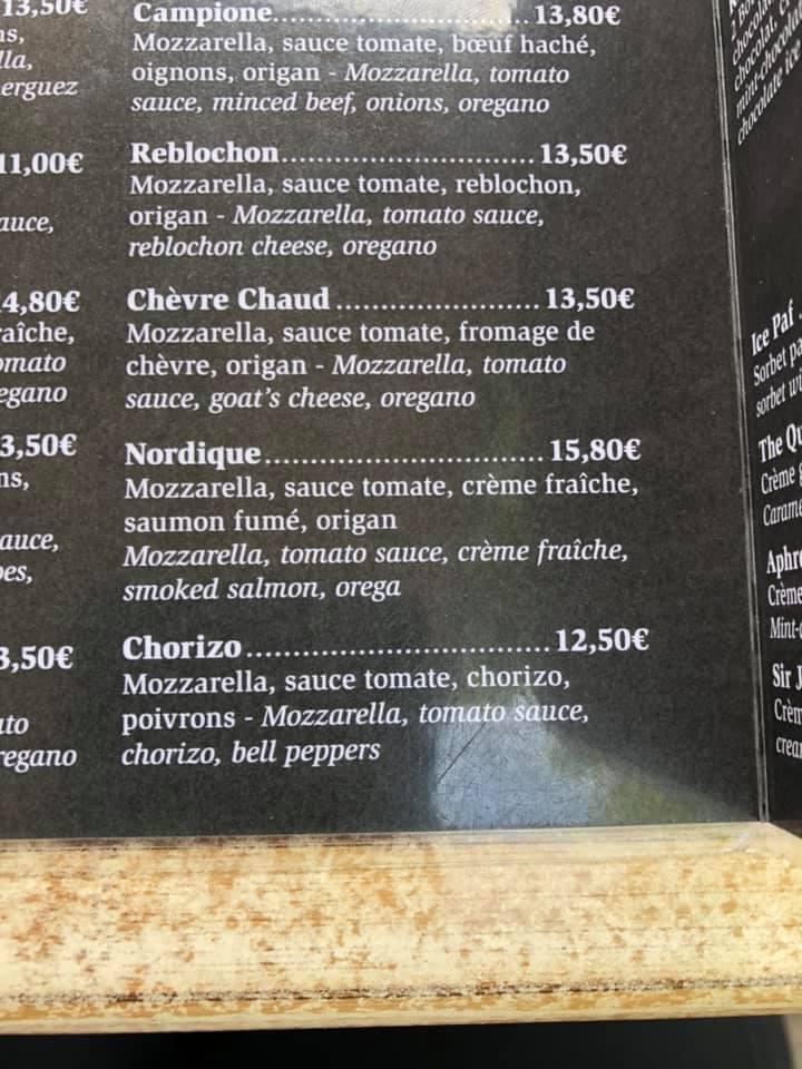 Menu at Helio's pub & bar, Versailles